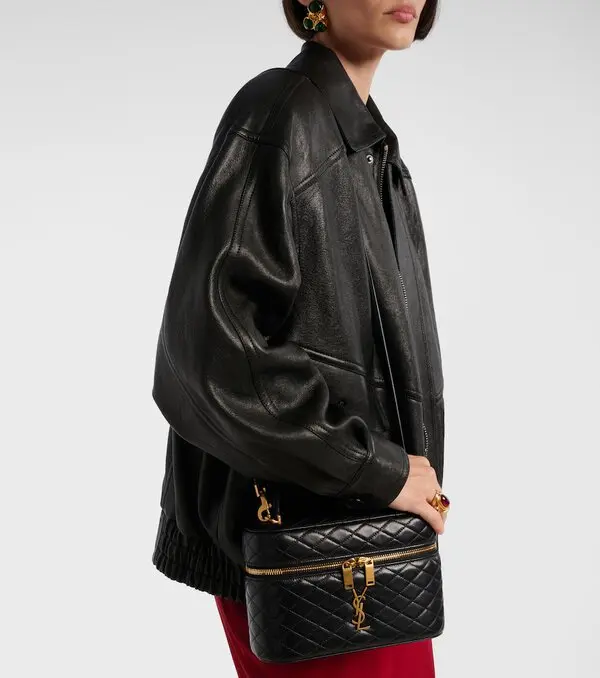 Saint Laurent Gaby Large Leather Vanity Bag - Black