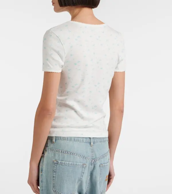 Miu Miu Floral Cotton Jersey T-shirt - White