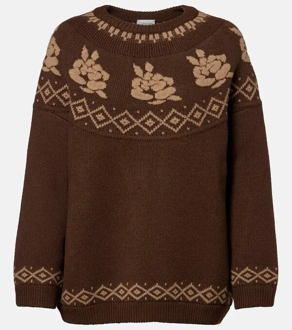 Magda Butrym Fair Isle Jacquard Wool Sweater - Brown