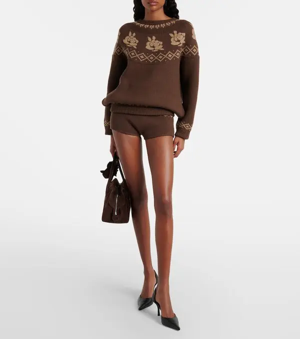 Magda Butrym Fair Isle Jacquard Wool Sweater - Brown