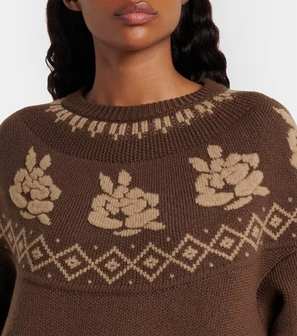 Magda Butrym Fair Isle Jacquard Wool Sweater - Brown