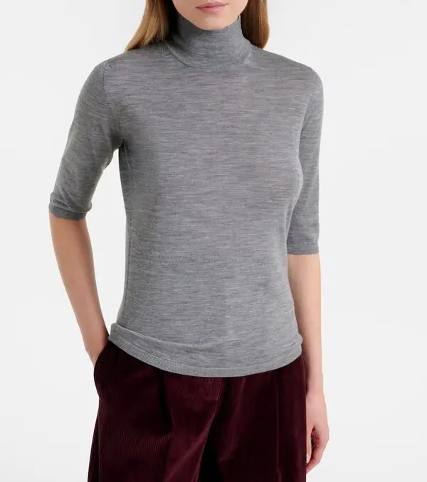 Max Mara Virgin Wool Turtleneck Sweater - Grey