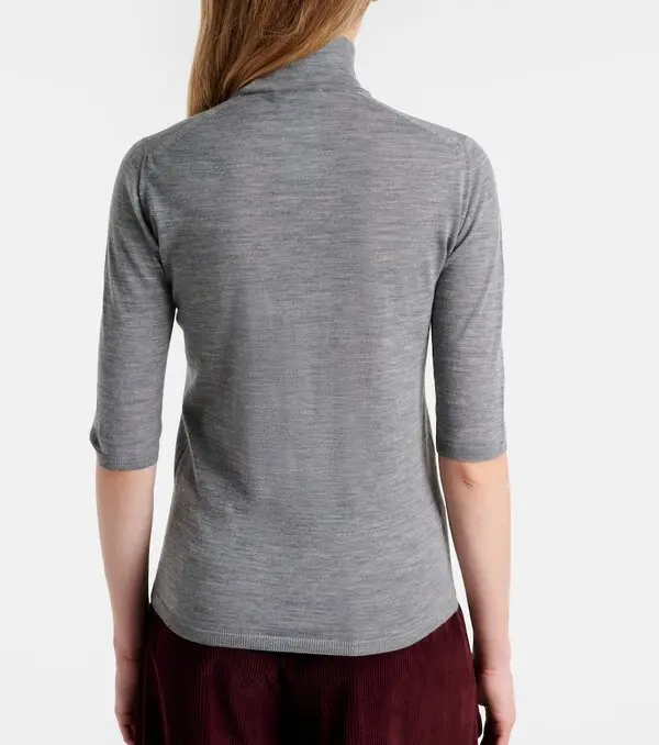 Max Mara Virgin Wool Turtleneck Sweater - Grey
