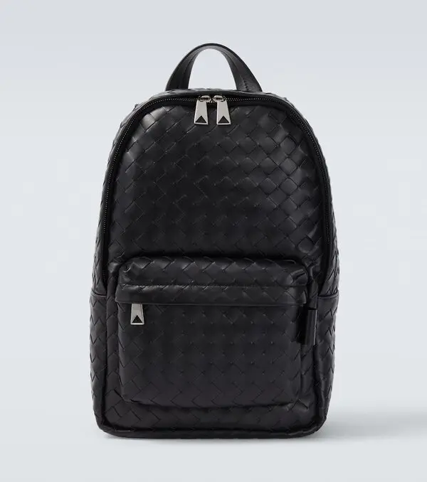 Bottega Veneta Intrecciato Small Leather Backpack - Black
