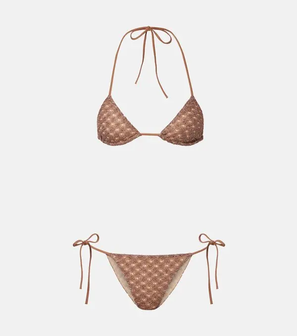 Missoni Open-knit Lamé Bikini - Brown