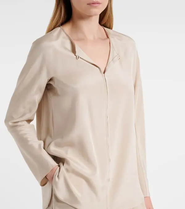 Max Mara Mitico Silk-blend Blouse - Beige