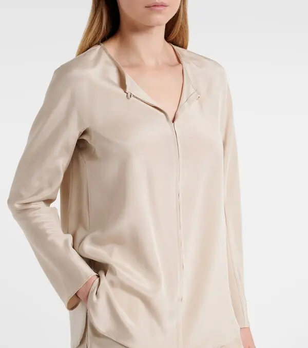 Max Mara Mitico Silk-blend Blouse - Beige