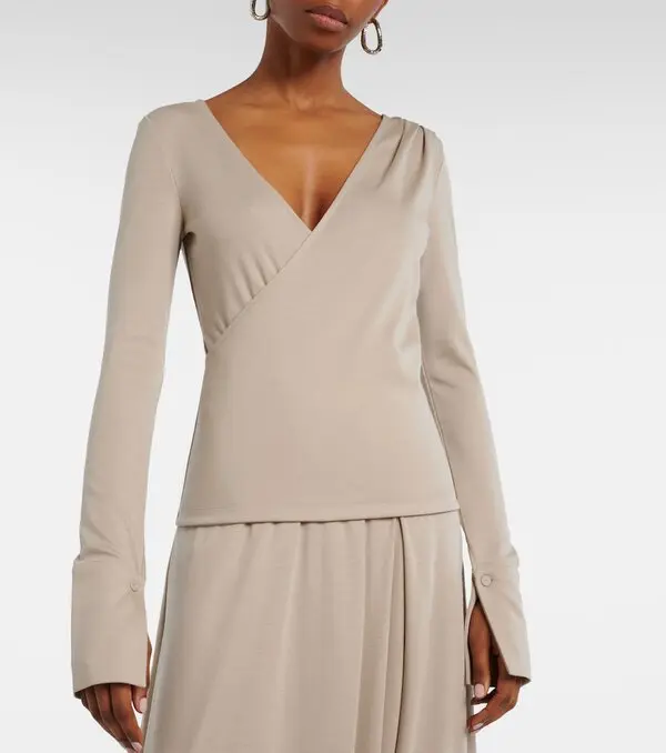 Max Mara Adagio Virgin Wool Wrap Top - Beige