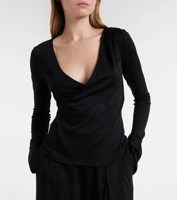 Max Mara Adagio Virgin Wool Wrap Top - Black