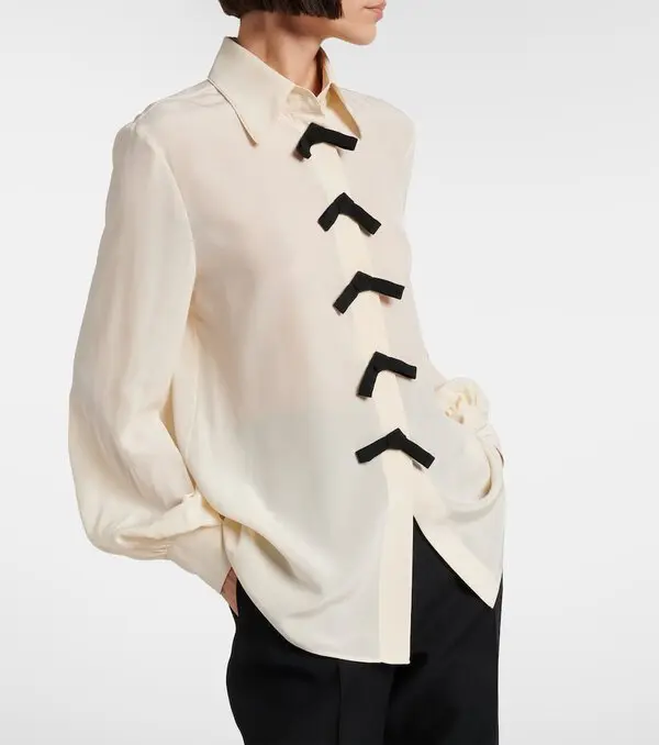 Valentino Garavani Bow-detail Silk Crêpe De Chine Blouse - White