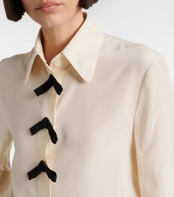 Valentino Garavani Bow-detail Silk Crêpe De Chine Blouse - White