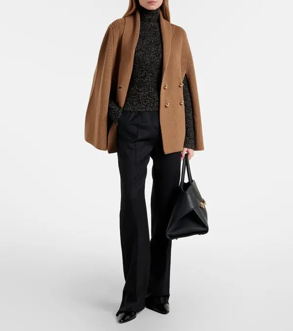 Max Mara Agenzia Double-breasted Virgin Wool Cape - Brown