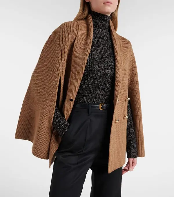 Max Mara Agenzia Double-breasted Virgin Wool Cape - Brown