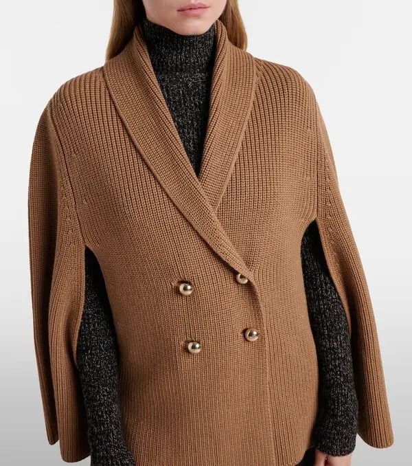 Max Mara Agenzia Double-breasted Virgin Wool Cape - Brown
