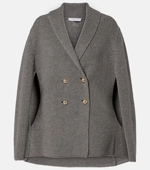 Max Mara Agenzia Double-breasted Virgin Wool Cape - Grey
