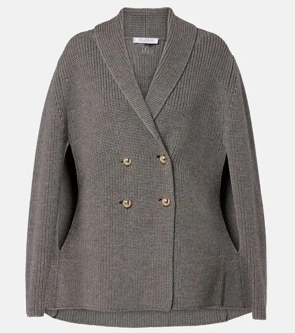 Max Mara Agenzia Double-breasted Virgin Wool Cape - Grey