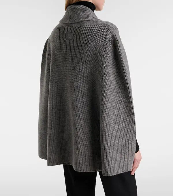 Max Mara Agenzia Double-breasted Virgin Wool Cape - Grey