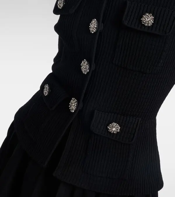 SELF-PORTRAIT Embellished Pleated Mini Dress