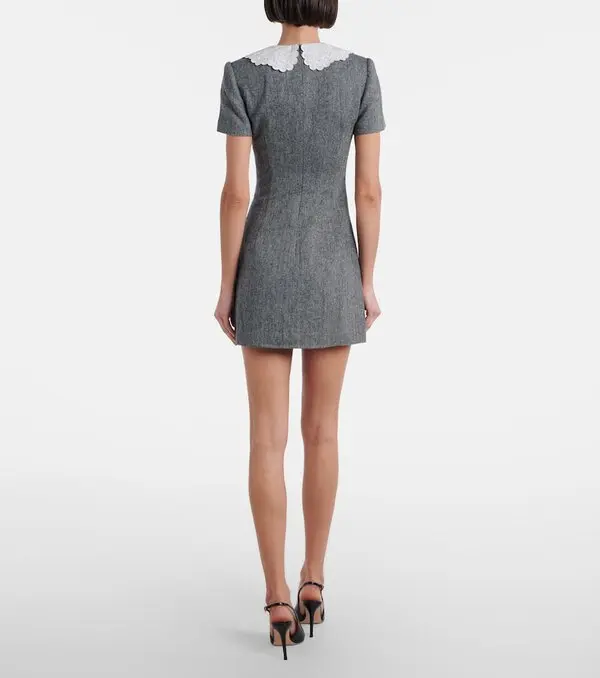 SELF-PORTRAIT Herringbone Wool-blend Minidress