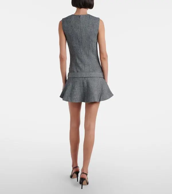 SELF-PORTRAIT Herringbone Wool-blend Minidress