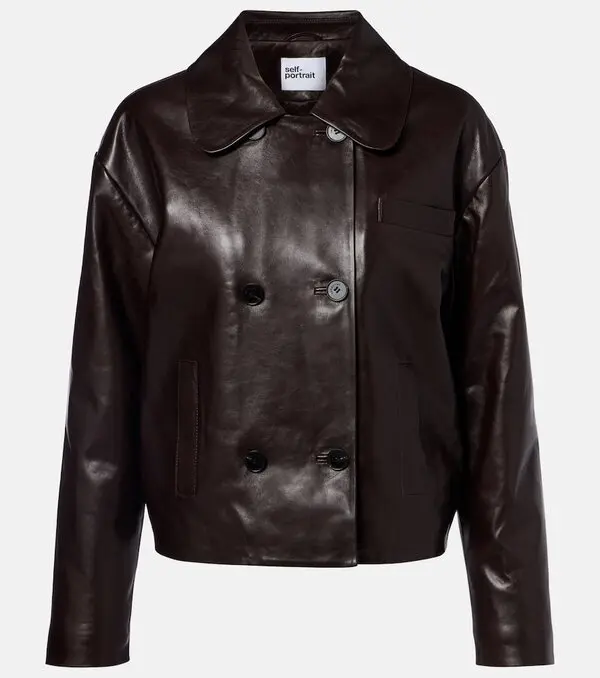 SELF-PORTRAIT Cropped Leather Jacket