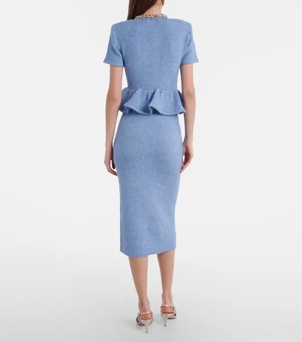 SELF-PORTRAIT Embellished Knitted Midi Dress