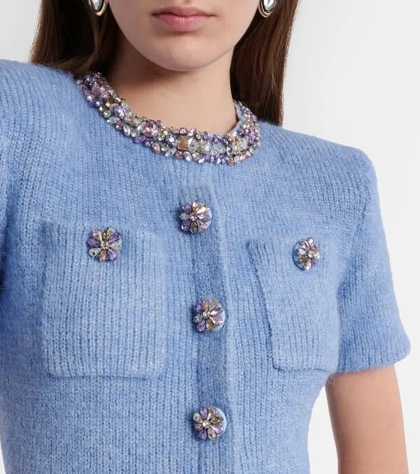 SELF-PORTRAIT Embellished Knitted Midi Dress