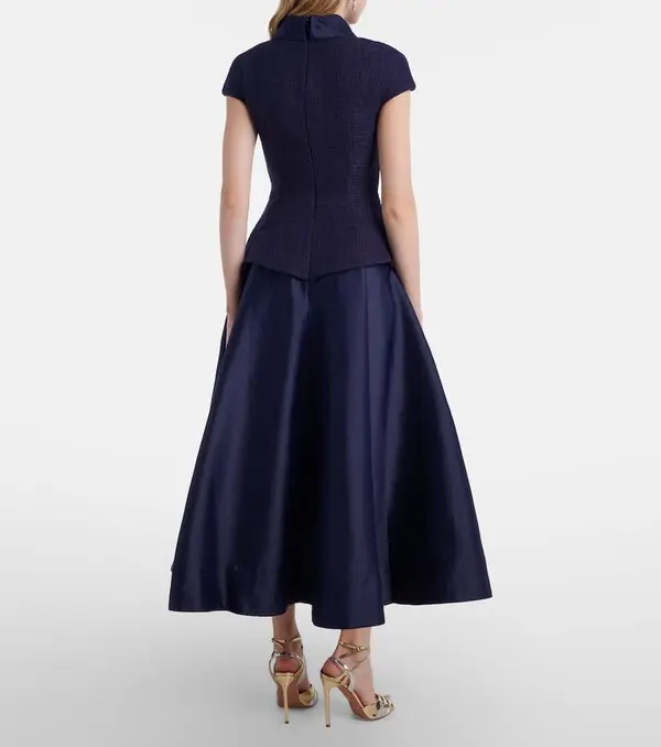 SELF-PORTRAIT Bouclé Taffeta Midi Dress