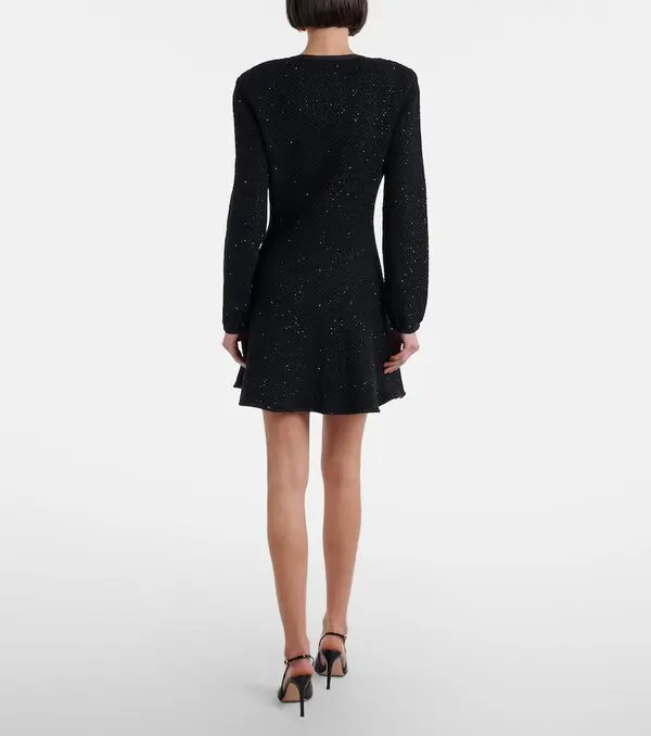 SELF-PORTRAIT Bow-detail Sequined Knitted Minidress