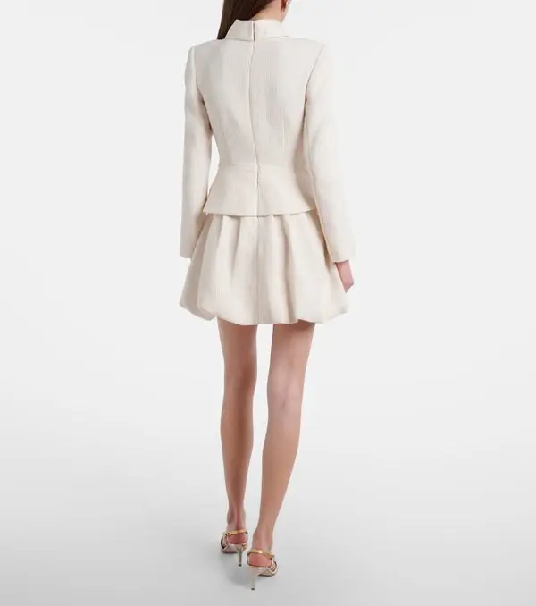 SELF-PORTRAIT Embellished Tweed Mini Dress - White