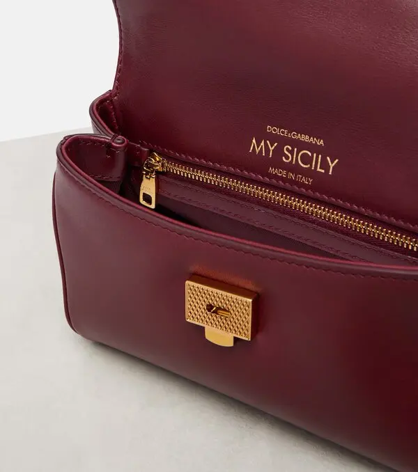 Dolce & Gabbana My Sicily Leather Tote Bag - Burgundy