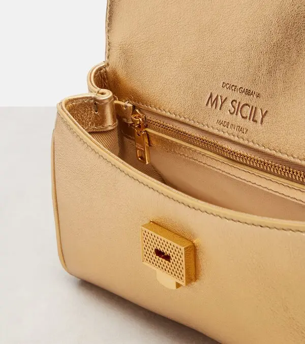 Dolce & Gabbana My Sicily Metallic Leather Tote Bag - Gold