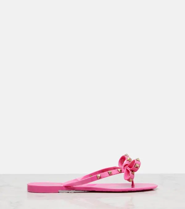 Valentino Garavani Rockstud Bow-detail Thong Sandals - Pink