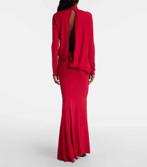 Magda Butrym Floral-appliqué Draped Jersey Gown