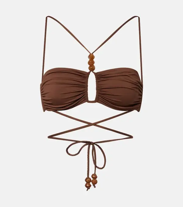 Magda Butrym Beaded Bikini Top - Brown