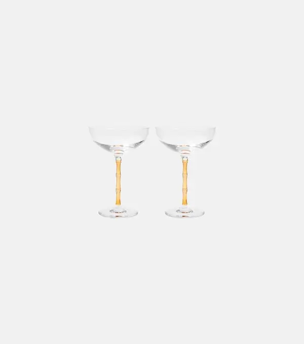La DoubleJ Bamboo Set Of 2 Crystal Champagne Coupes - Transparent
