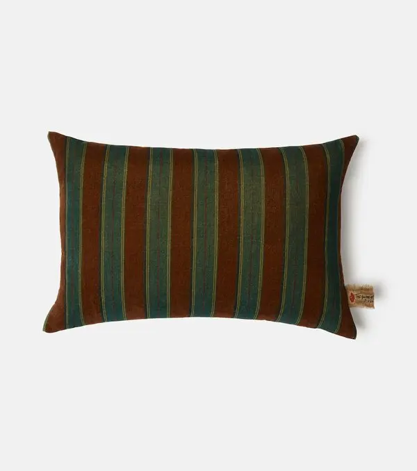 THE HOUSE OF LYRIA Gigliola Striped Cotton And Linen Cushion - Green