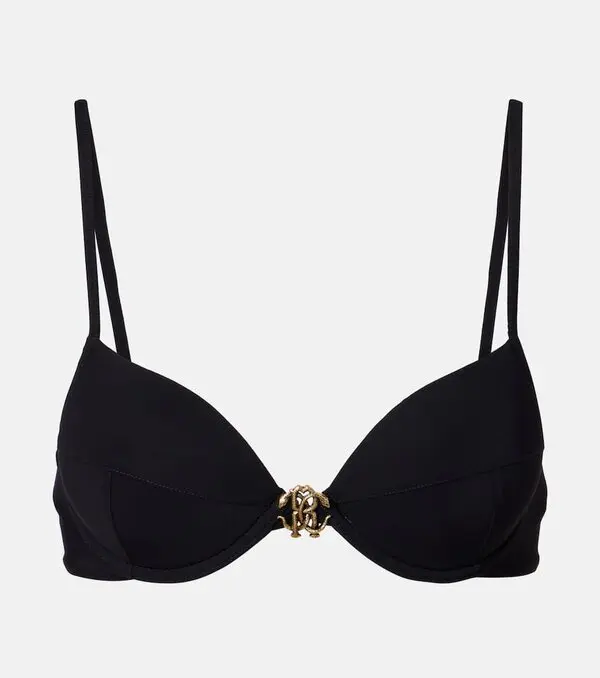Roberto Cavalli Logo Bikini Top - Black