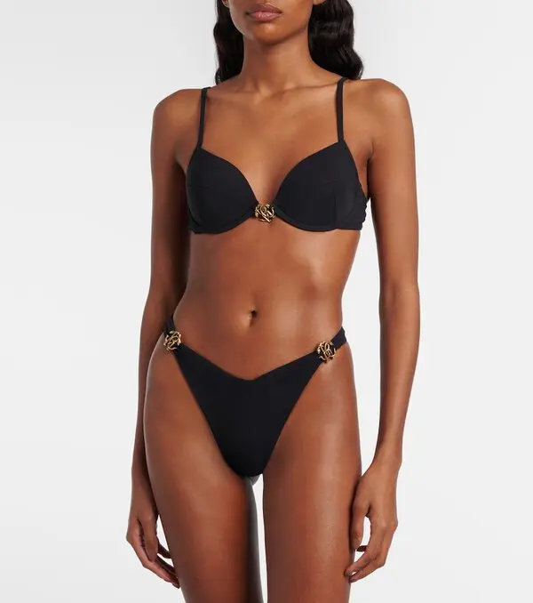 Roberto Cavalli Logo Embellished Underwire Bikini Top