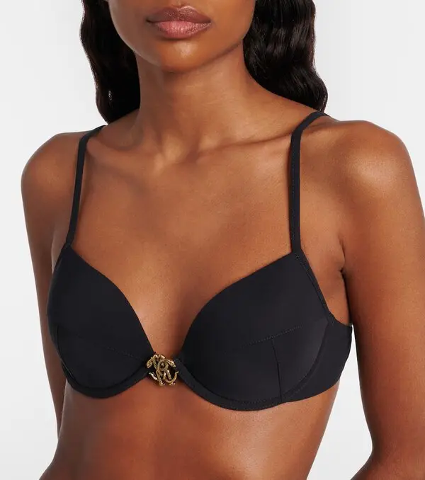 Roberto Cavalli Logo Embellished Underwire Bikini Top