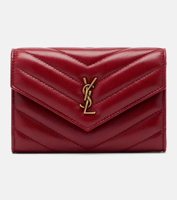 Saint Laurent Cassandre Leather Card Holder - Red