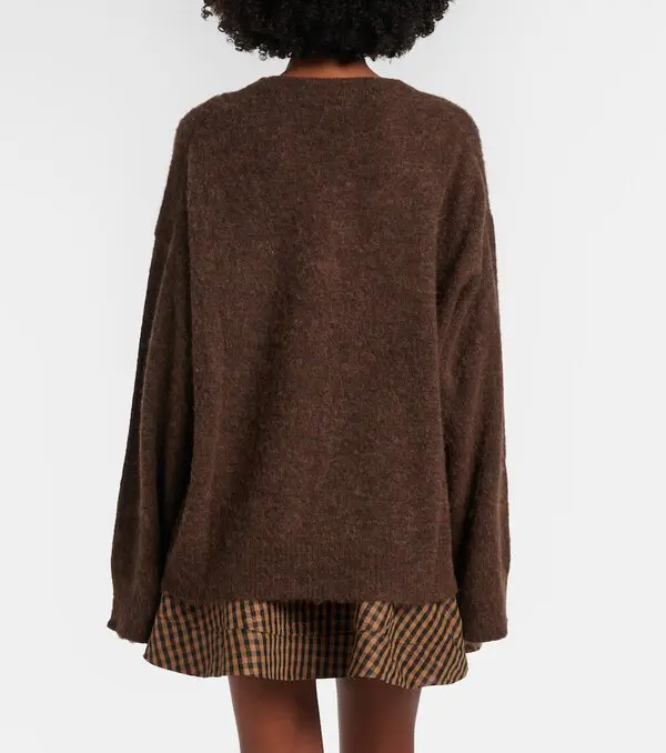 GANNI Printed Alpaca And Wool-blend Sweater - Brown