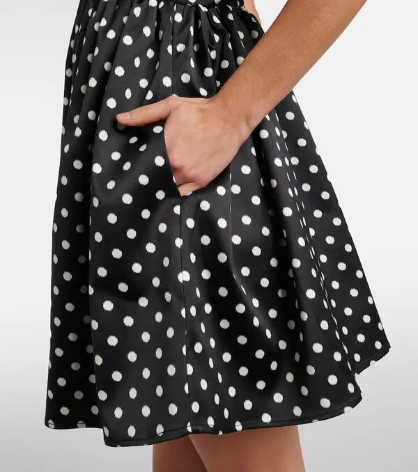 GANNI Bow-detail Polka-dot Satin Minidress - Black