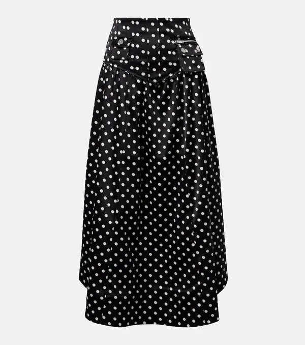 GANNI Polka-dot Satin Maxi Skirt