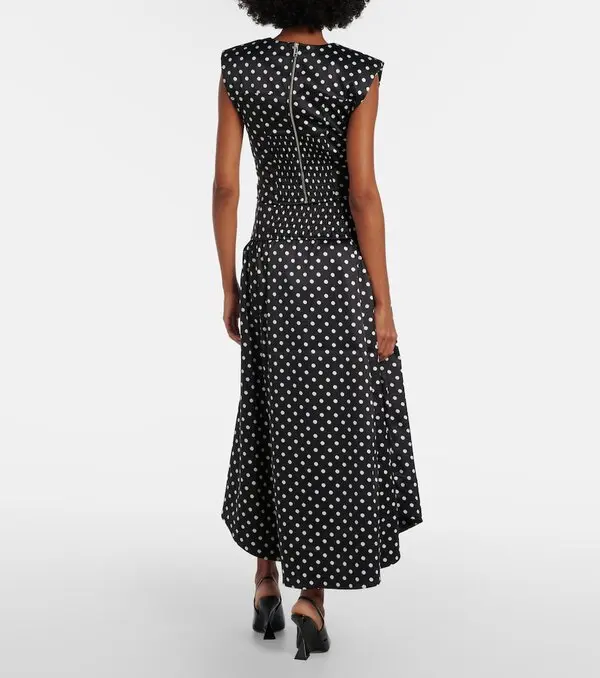 GANNI Polka-dot Satin Maxi Skirt
