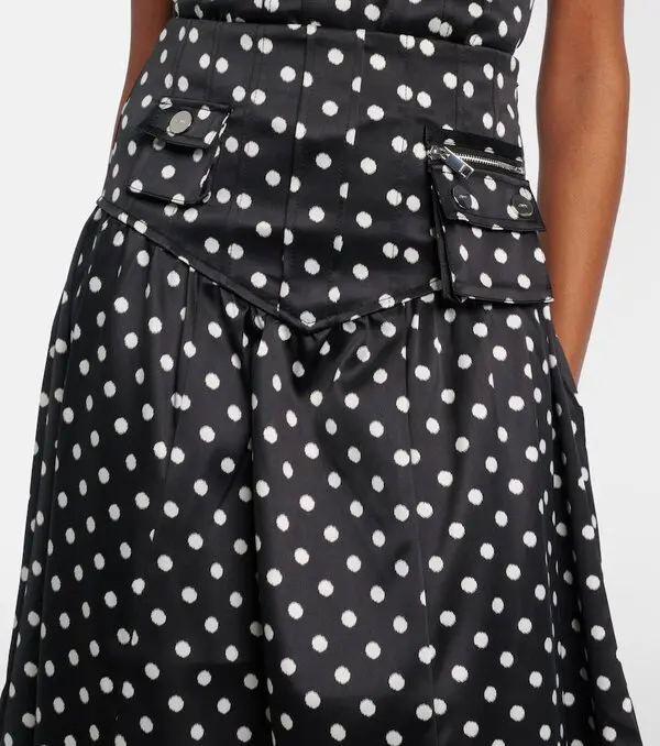 GANNI Polka-dot Satin Maxi Skirt