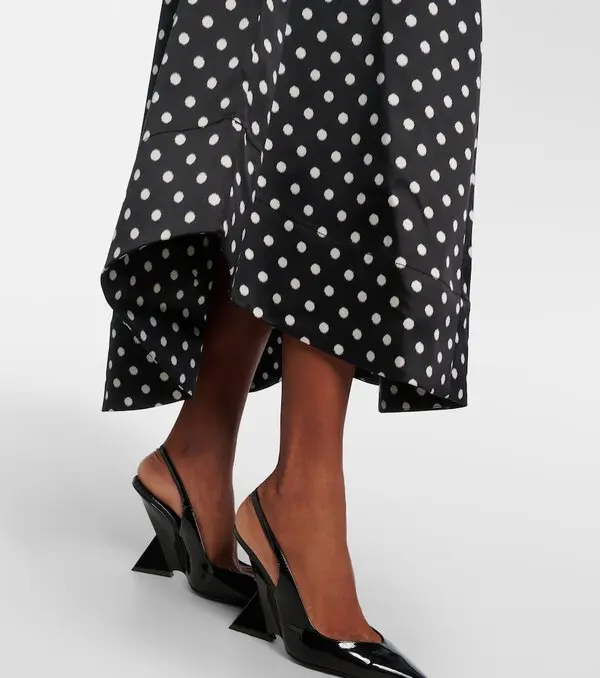 GANNI Polka-dot Satin Maxi Skirt