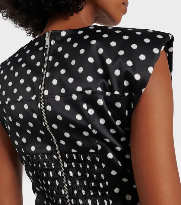 GANNI Polka-dot Satin Corset Top - Black