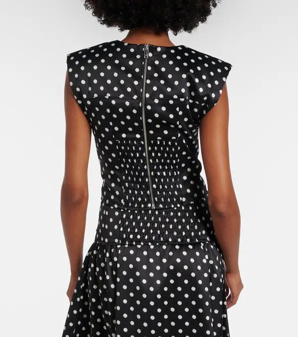 GANNI Polka-dot Satin Corset Top - Black