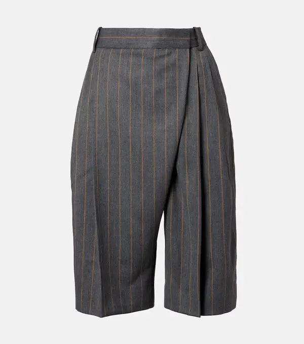 GANNI Pinstripe Wrap Shorts